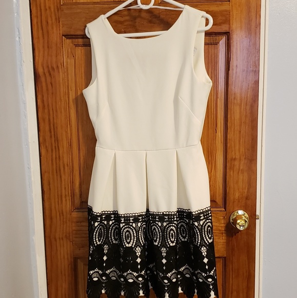 ASOS | Dresses | Closet Pleated Skater Dress W Contrast Lace Appli ...